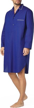 Novila Herren Nachthemd blau Baumwolle unifarben