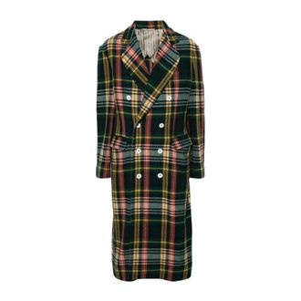 Vivienne Westwood Homme, Manteaux, Multicolore, Taille: XL Manteau en Laine &agrave; Carreaux Tartan