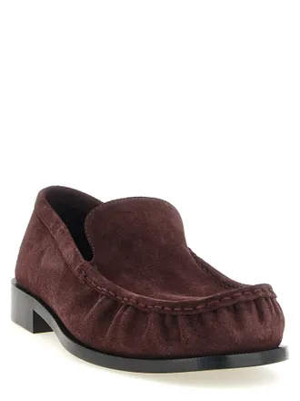 Dries Van Noten Pleated Suede Loafer - Burgundy