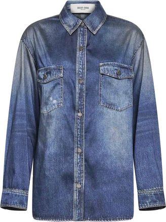 Golden Goose Femme, Blouses et Chemises, Bleu, Taille: 42 FR Patty Oversized Shirt