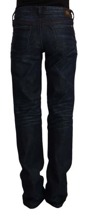 Ermanno Scervino Womens Dark Blue Mid Waist Cotton Denim Straight Jeans Elastane Clothing