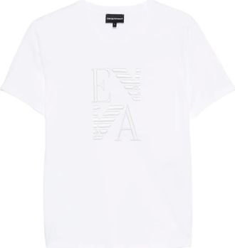 Emporio Armani t-shirt à logo brodé - Blanc