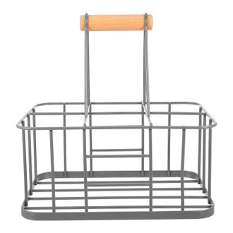 Cabilock Flaschentr&auml;ger Metall Getr&auml;nketr&auml;ger f&uuml;r 6 Flasche Grau Metallkorb Allzweckkorb Rotwein Sekt Bier Flasche Milchflaschen Aufbewahrung Bar Zuhause Resta