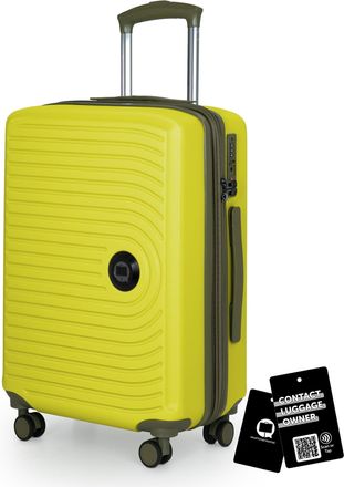 HAUPTSTADTKOFFER Mitte - Handgepäck Trolley + Digitaler Gepäckanhänger, Kabinenkoffer mit Erweiterung + Koffertag, TSA, 4 Doppel-Rollen, Rollkoffer Hartschale ABS, Lem