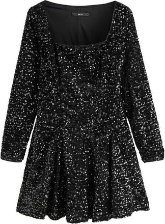 Next Minikleid Minikleid mit Pailletten und eckigem Ausschnitt (1-tlg)