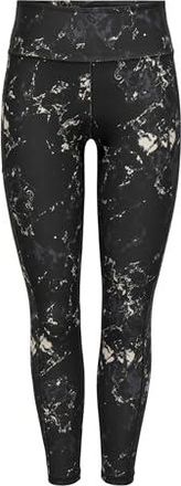 Only Play Legging de Sport ONPRYA-2-SPACE pour Femme Coupe ajust&eacute;e, Noir/Gris fonc&eacute;, M