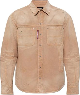 Dsquared2 Homme, Chemises, Beige, Taille: 3XL Chemise en denim &agrave; effet vintage