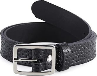 Merry Style Ceinture en Cuir V&eacute;ritable Femme large D41 (Noir-4, 95 cm (Longueur totale 110 cm))