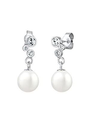 Elli Boucles dOreilles Elli - Classique Boucles dOreilles Femme - (925/1000) Argent Cristal Perles deau Douce