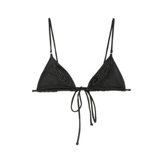 Frankies Bikinis Beaded Triangle Bikini Top - - Swimwear - Damen - Schwarzk - L