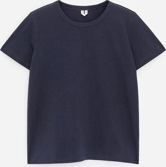 Arket Elegantes Baumwoll-T-Shirt -Blau