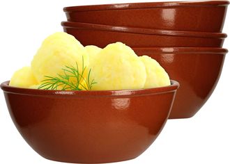 MamboCat Servier-Schale Tonware I 4er Set I Ø 18 cm I Größe L I Mediterran I Glasiert I Unikat Handarbeit I Antike/Vintage I Mittelalter I Wikinger