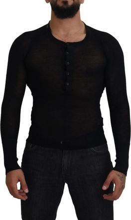 Dolce & Gabbana Henley-Halsausschnitt Strickpullover mit langen &Auml;rmeln
