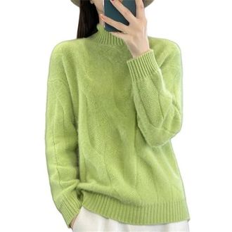 Generic Pull &agrave; col rond en cachemire pour femme, pull dautomne 2025 &agrave; col rond en cachemire, l&eacute;ger et confortable, Vert, XXL