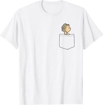 Peanuts Linus Kunsttasche T-Shirt, Weiß, S, Herren, Kurzarm, Klassisch, Unisex, Cartoon, Kinder