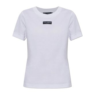 Dolce & Gabbana Logo-Appliqu&eacute;d Baumwoll-Jersey-T-Shirt - - Tops - Damen - Wei&szlig; - S