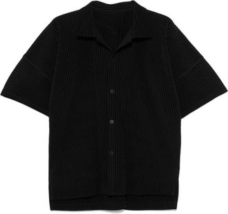 Issey Miyake Homme, Chemises, Noir, Taille: XL Chemise &agrave; Manches Courtes Pliss&eacute;e