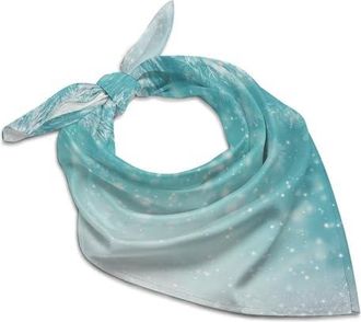 Generic Foulard carré en soie avec flocons de neige turquoises - Écharpe légère pour cheveux - Respirant - Cadeau pour homme et femme, multicolore, 60x60cm