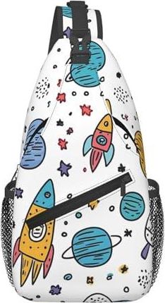 Generic Sacoche Homme Bandouliere Univers spatial de la plan&egrave;te dessin anim&eacute; Durable Sac &agrave; Bandouli&egrave;re Polyester Crossbody Bag pour Homme Femme &eacute;cole