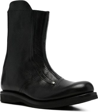 Our Legacy Grained Leather Side-Zip Boot - Black