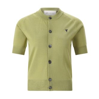 Ami Kurz&auml;rmeliger Cardigan - - Knitwear - Damen - Gr&uuml;n - S