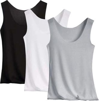 Generico Lot de 3 débardeurs de sport pour femme, respirants, légers, décontractés, dété, basique, doux, haut de fitness élégant, débardeurs de sport, tennis, 