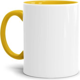 Tassendruck Sublimationstassen ohne Druck aus hochwertiger Keramik - Einzeln oder im Set - 24er Set Innen & Henkel Gelb, 300ml