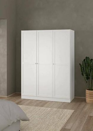 Dmora Garde-Robe 3 Portes Tilda, Meubles de Chambre, Penderie de Plain-Pied, Placard &agrave; v&ecirc;tements, 147x62 h200 cm, Blanc