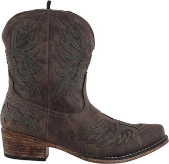 Roper Bottes de cowboy western Amelia Snip Toe cheville talon bas 2,5-5,1 cm - Marron, marron, 40 EU