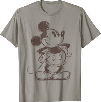Disney Mickey Mouse T-Shirt mit Bleistift-Skizze und origineller Grafik T-Shirt