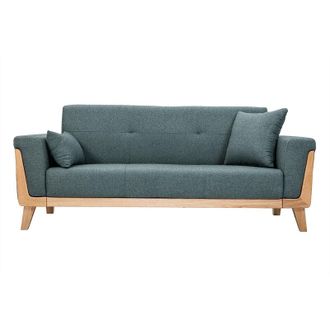 Miliboo Miliboo - Canapé scandinave 3 places en tissu vert de gris et bois clair fjord