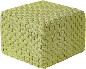 Beliani Outdoor Pouf Kunststoff gr&uuml;n 50 x 50 cm quadratisch handgewebt f&uuml;r Garten Nalli