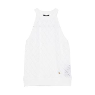Balmain Femme, Tops, Blanc, Taille: 40 FR Haut en maille sans manches