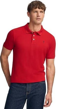 Polo Club Polo Rouge en piqué avec Patte à Trois Boutons et Logo brodé Contrastant Homme