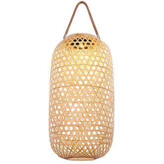 Globo Lighting Solarleuchte Korbgeflecht Stehleuchte Bambus Au&szlig;enlampe Solarlaterne, hinstellen aufh&auml;ngen, LED warmwei&szlig;, DxH 22,5x56,5 cm