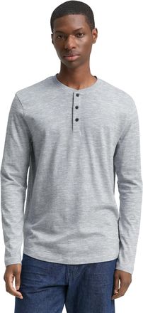 Tom Tailor Herren 1048997 Henley Langarmshirt in Melange-Optik, 11210-Ocean Night Blue, XL