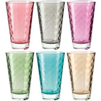 Leonardo Leonardo Optic Set de 6 Grands Verres Couleurs Assorties 047283, Verre, Multicolore, 8 x 8 x 13 cm 6 unités