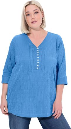 Ulla Popken Damen gro&szlig;e Gr&ouml;&szlig;en &Uuml;bergr&ouml;&szlig;en Plus Size Bubble-Tunika, Herzausschnitt, Biesen, 3/4-Arm Kobaltblau 58+ 797456760-58+