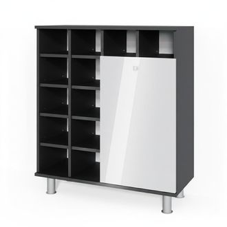 Vicco Badschrank Wei&szlig; Hochglanz Fynn 78x92x34 cm - W&auml;scheschrank f&uuml;r die Schmutzw&auml;sche, Zus&auml;tzlicher Stauraum f&uuml;r Handt&uuml;cher, Pflegeprodukte & Deko