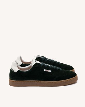 Faguo Baskets cuir su&egrave;de vert fonc&eacute;