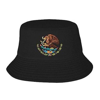 Generic Chapeau De Seau Unisexe Drapeau Mexicain &Agrave; LEagle Chapeaux De Soleil De Plage Pliable &Agrave; Large Bord Bonnet Soleil, pour Plage, De P&ecirc;che, Chasse, 56-58c