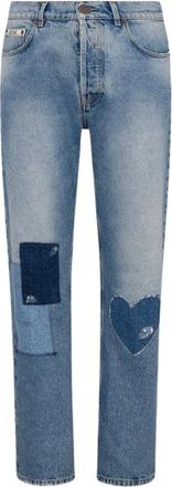 Moschino Homme, Jeans, Bleu, Taille: S Pantalon en denim de coton patchwork