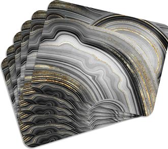 MG Design Set aus 6 Kork-Platzsets - Magma Black - 30 x 40 cm - hitzebest&auml;ndig & abwischbar, mit Korkr&uuml;ckseite