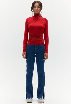 Benu Rote drapierte Bluse