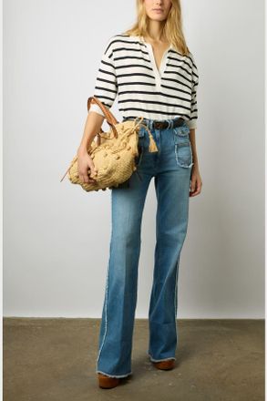 Gerard Darel Polo en coton &agrave; rayures - LATEFA - Blanc