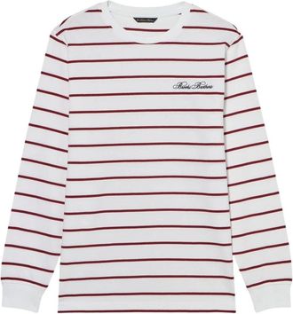 Brooks Brothers Homme, Tops, Rouge, Taille: M T-shirt ray&eacute; en coton avec logo