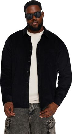 Trendyol Trendyol Mens Herren Gerade Lange &Auml;rmel Regul&auml;r Plus-Size Shirt, Black, 3XL Grande Taille