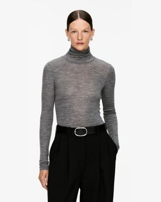 Arket Rollkragenoberteil Aus Wolle -Grau