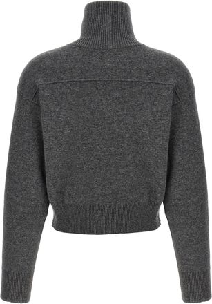 Brunello Cucinelli Wool Zip-Front Crop Cardigan - Charcoal