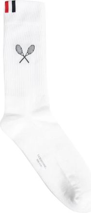 Thom Browne Homme, Sous-v&ecirc;tements, Blanc, Taille: ONE Size Chaussettes de sport avec motif raquette de tennis
